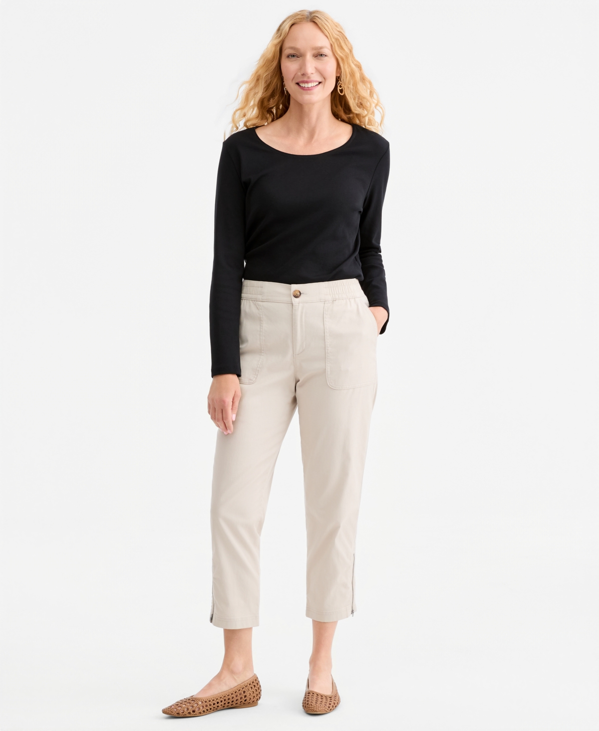 Click here for Style & Co Womens Side Zip Cropped Tapered Pants... prices
