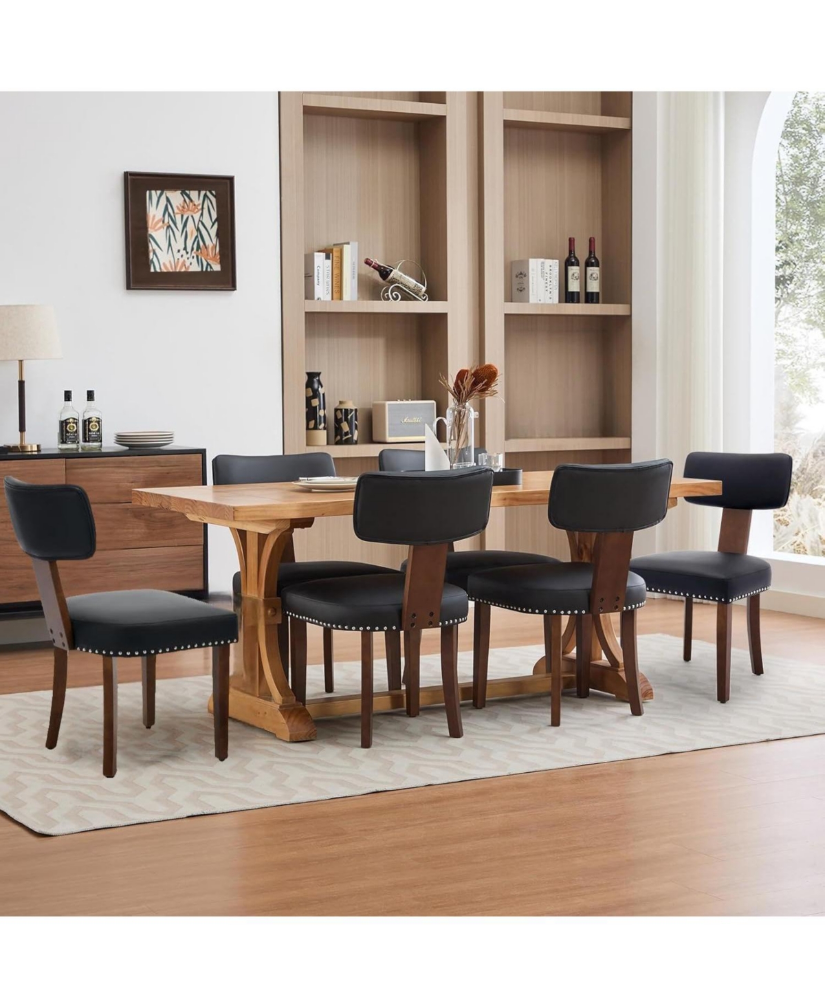 Click here for gaomon Set of 6 Upholstered Leather Curved Back Di... prices