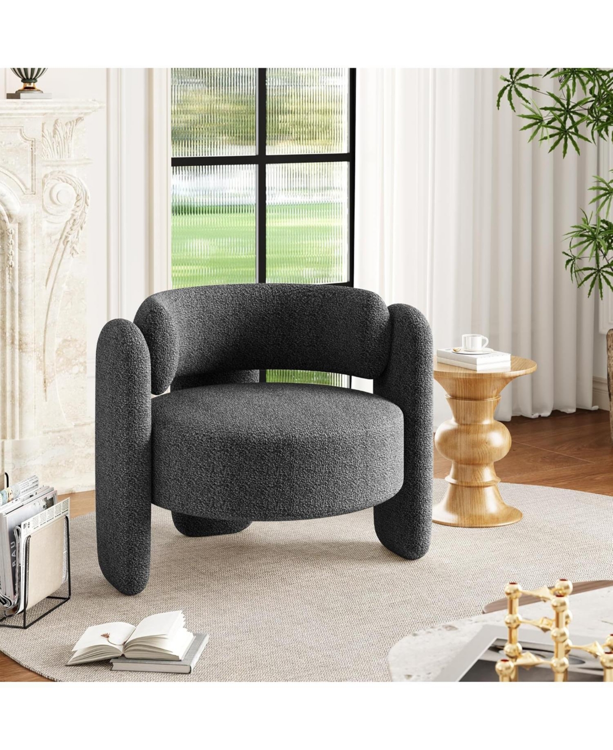 Click here for gaomon Modern Chenille Accent Chair  Mid Century U... prices