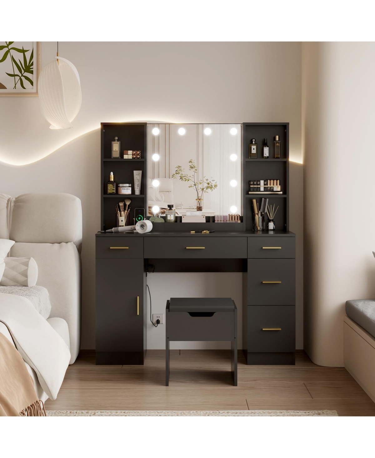 Click here for Garvee Led Lighted Vanity Desk With Mirror - Makeu... prices