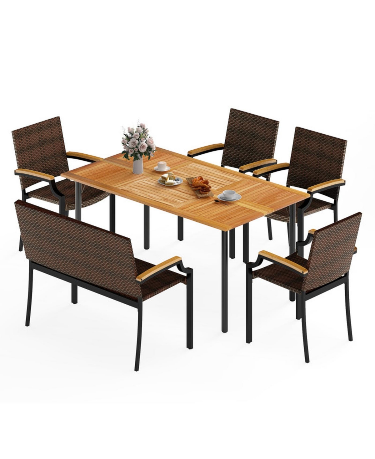Click here for Sugift 6-Piece Outdoor Dining Set with Umbrella Ho... prices