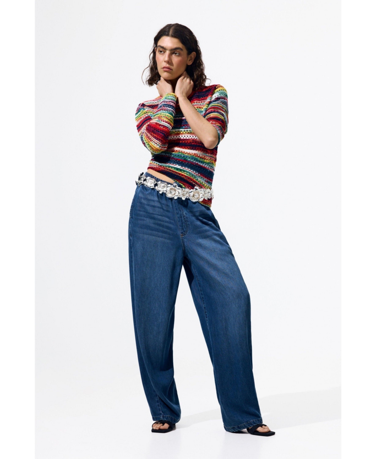Click here for Desigual Womens Elastic Long Denim Trousers - Medi... prices