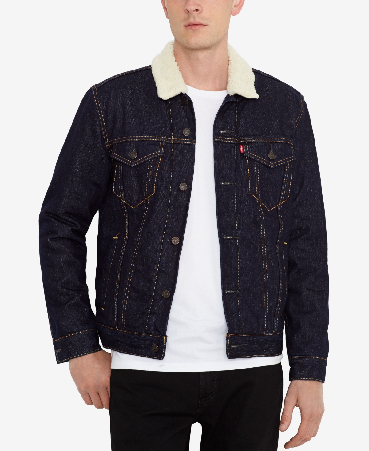 Levi's Men's Regular Fit Sherpa Denim Trucker Jacket - Juniper | Smart ...