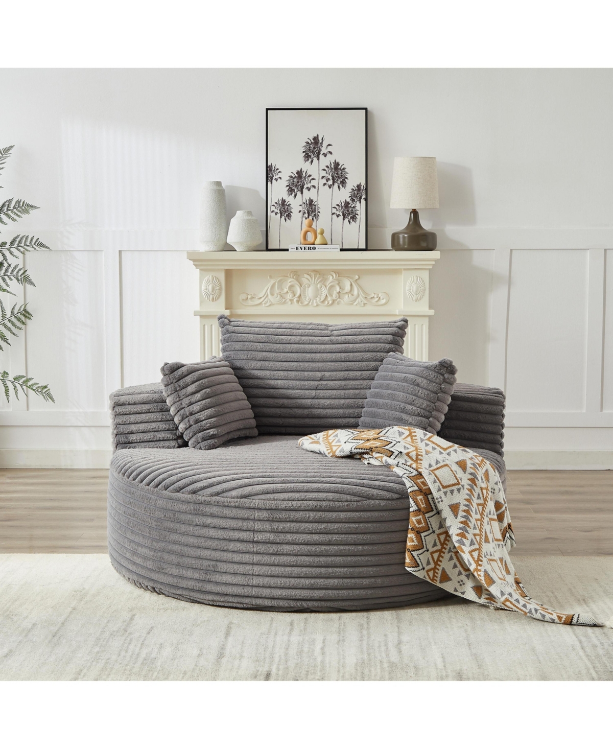 Click here for Cesicia 55 inch Faux Fur Corduroy Single Sofa  No... prices