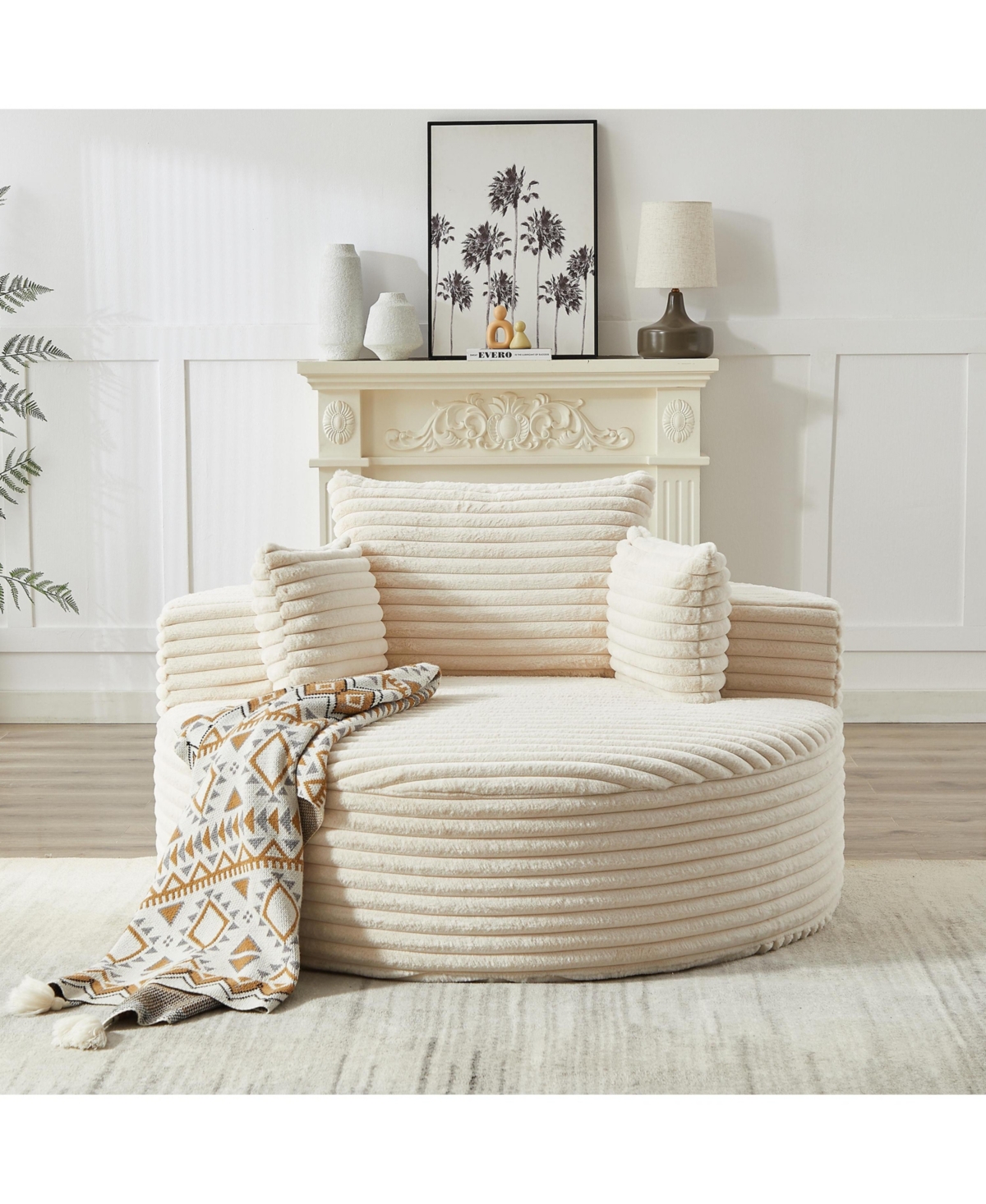 Click here for Cesicia 55 inch Faux Fur Corduroy Single Sofa  No... prices