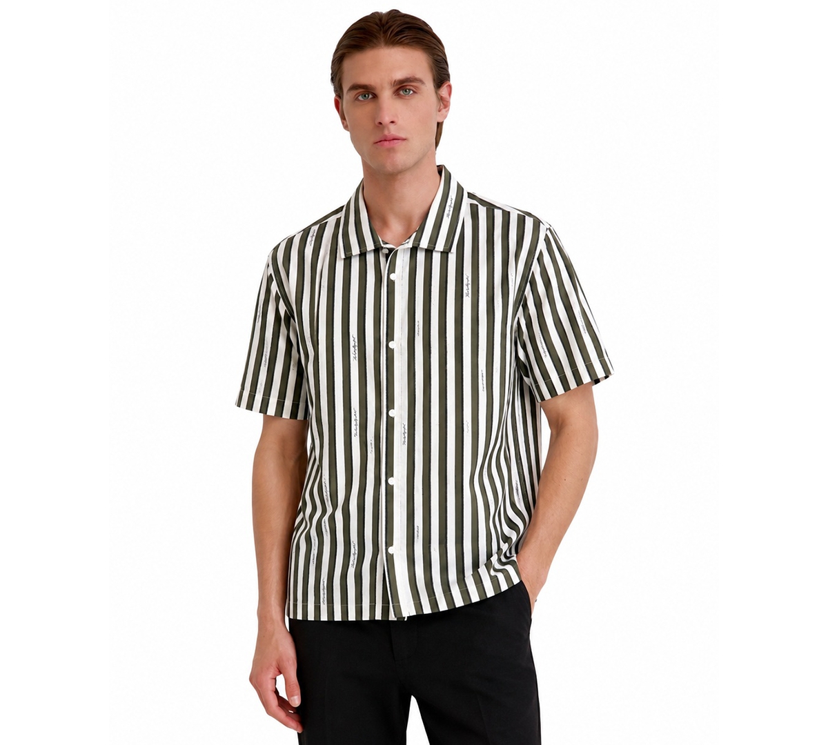 Click here for Karl Lagerfeld Paris Mens Cotton Stripe Shirt - Ol... prices
