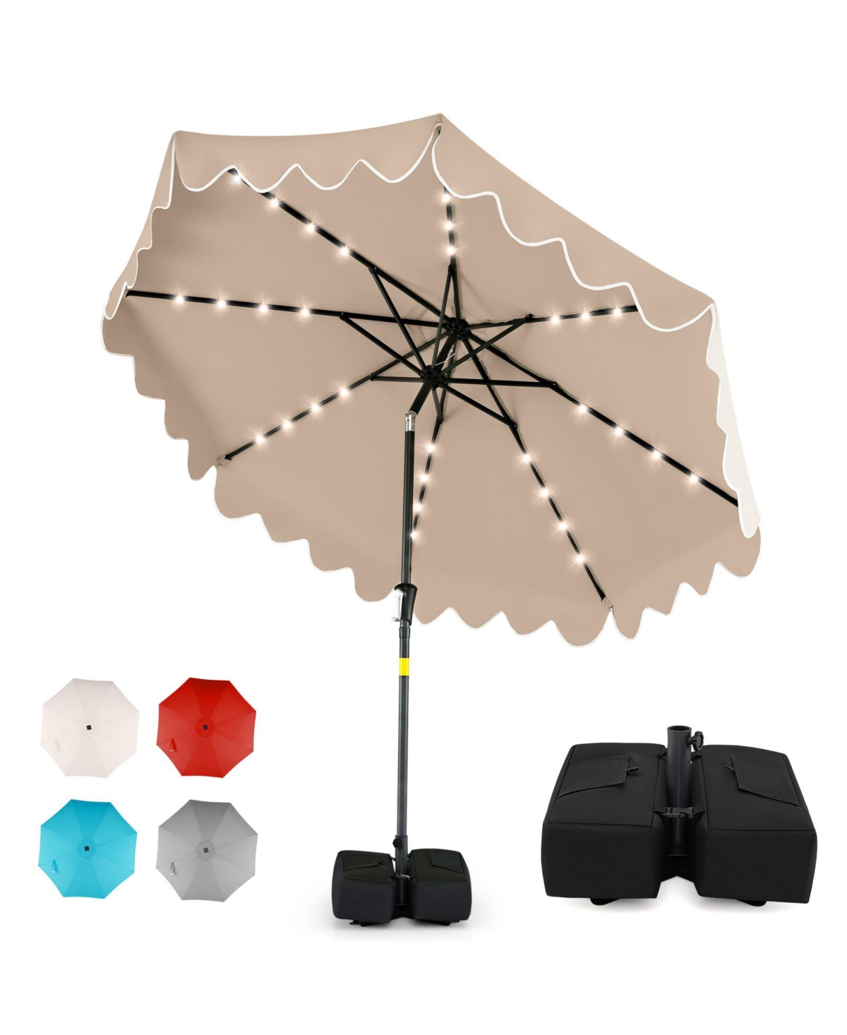Click here for Gymax 9 Feet Outdoor Patio Umbrella With 32 Solar... prices