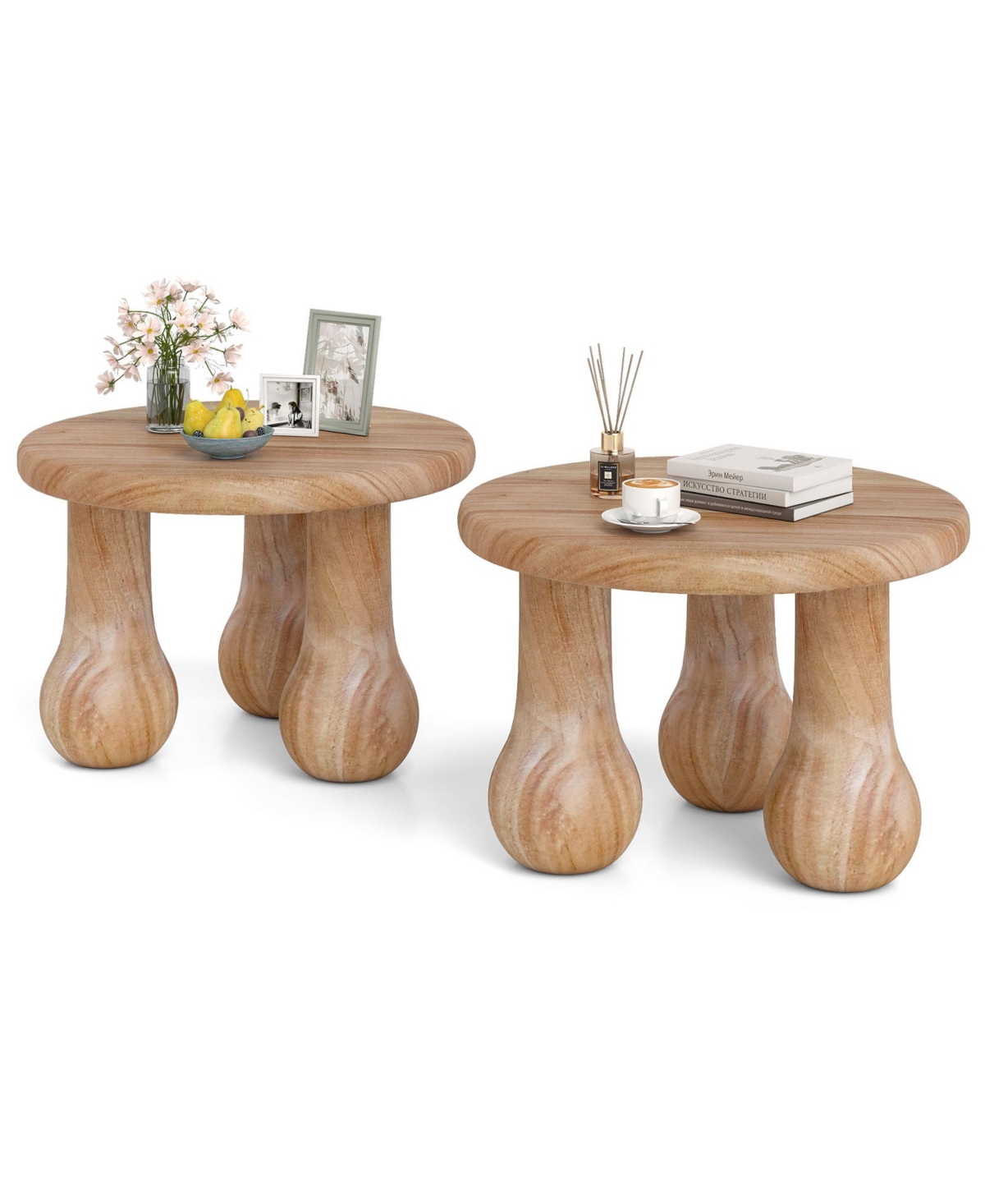 Click here for Gymax 2PCS 24 Small Solid Mahogany Wood Coffee Tab... prices