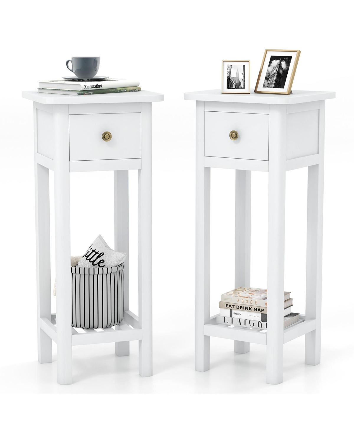 Click here for Gymax Solid Wood Side Table Rectangular 2PCS Sofa... prices
