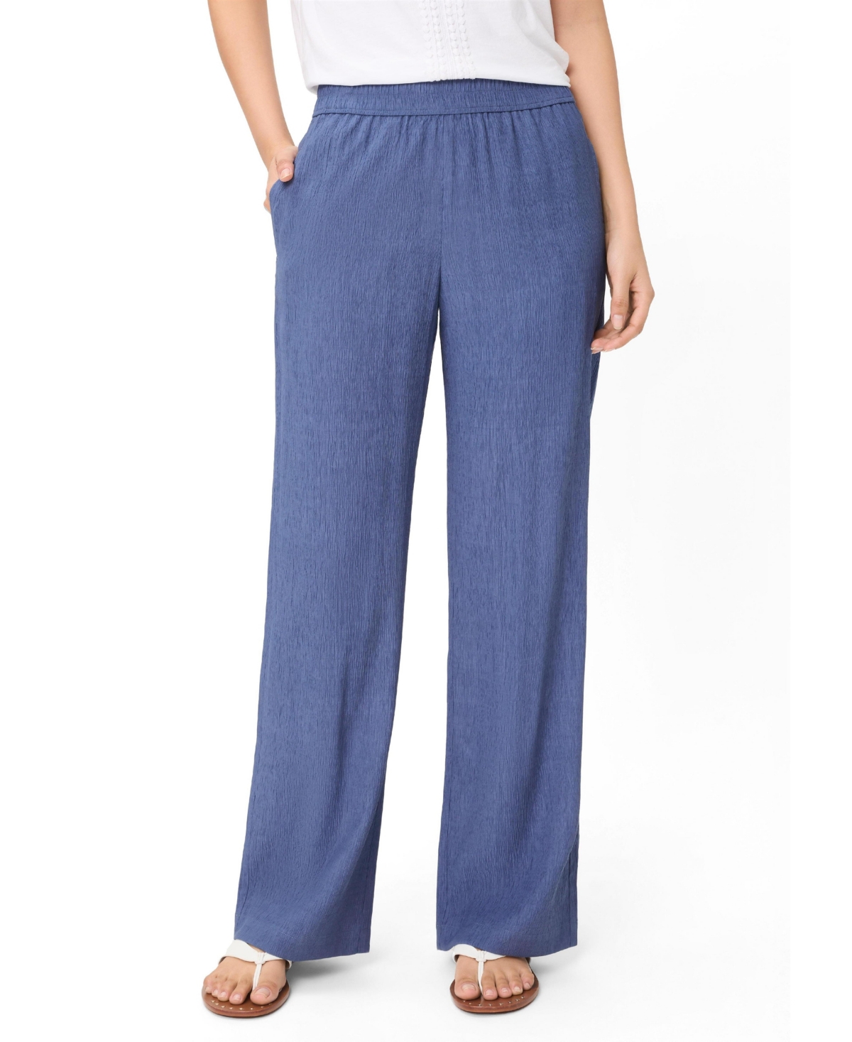 Click here for Olsen Womens Soft Crinkle Pull-On Pant - Indigo prices