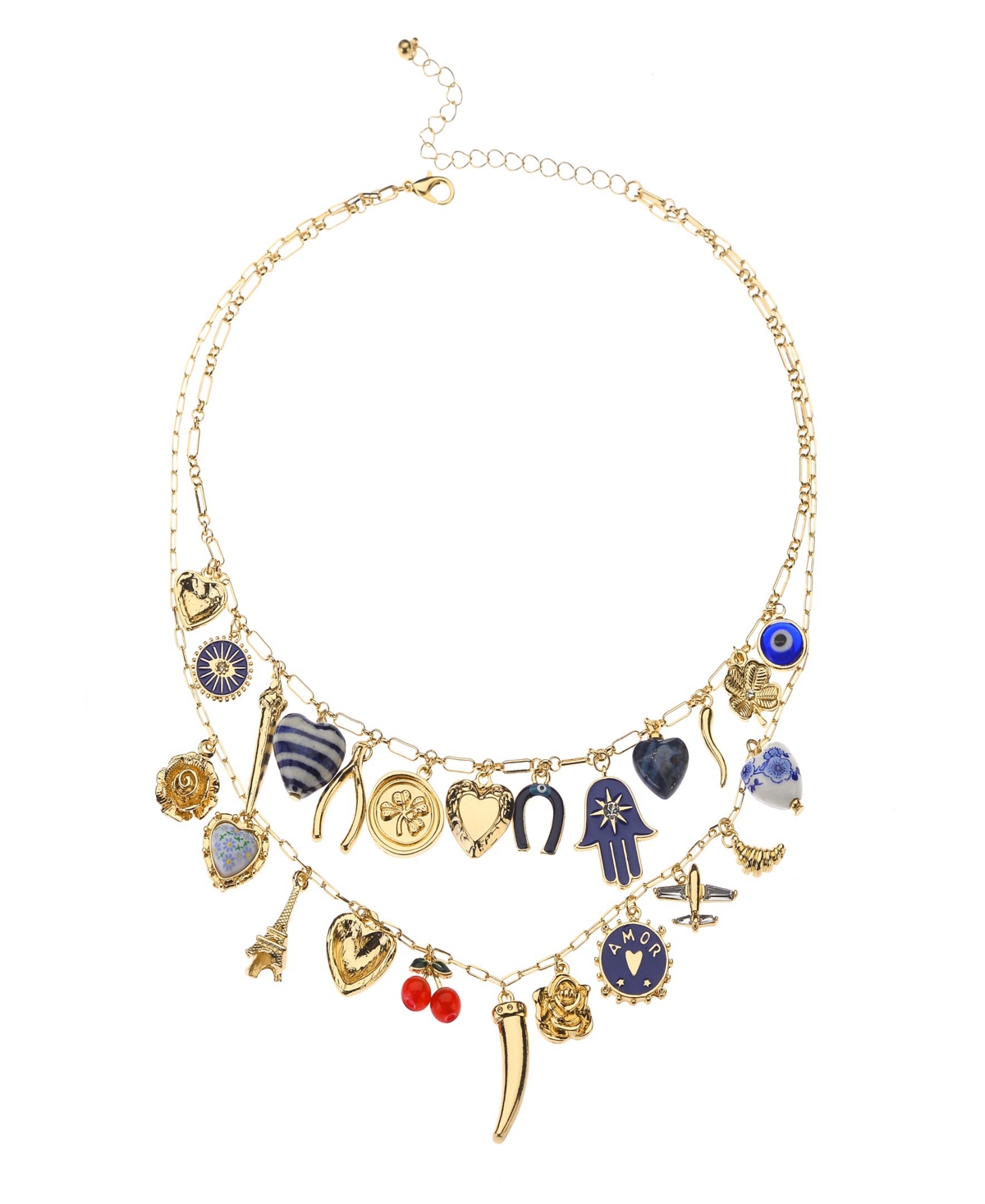 Click here for Nicole Miller Gold-Tone Double Layer Charm Necklac... prices