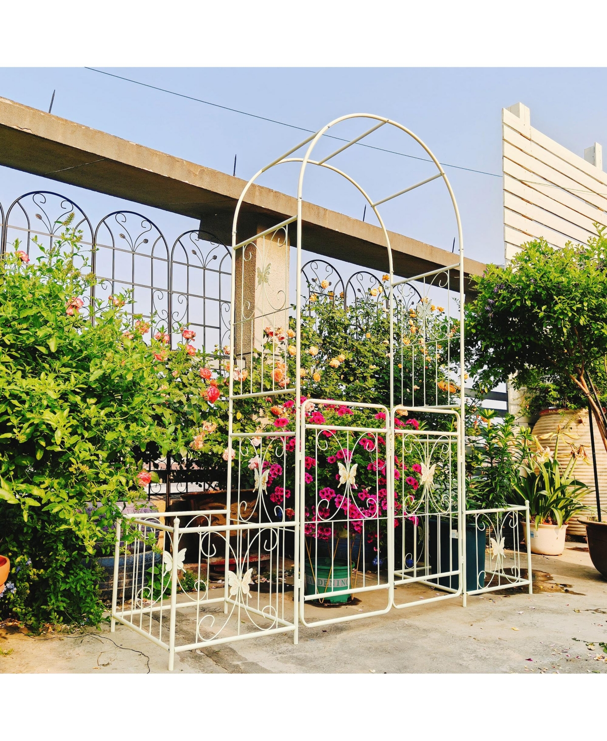 Click here for Clihome Metal Garden Arch with Gate 79.5 Wide x 86... prices