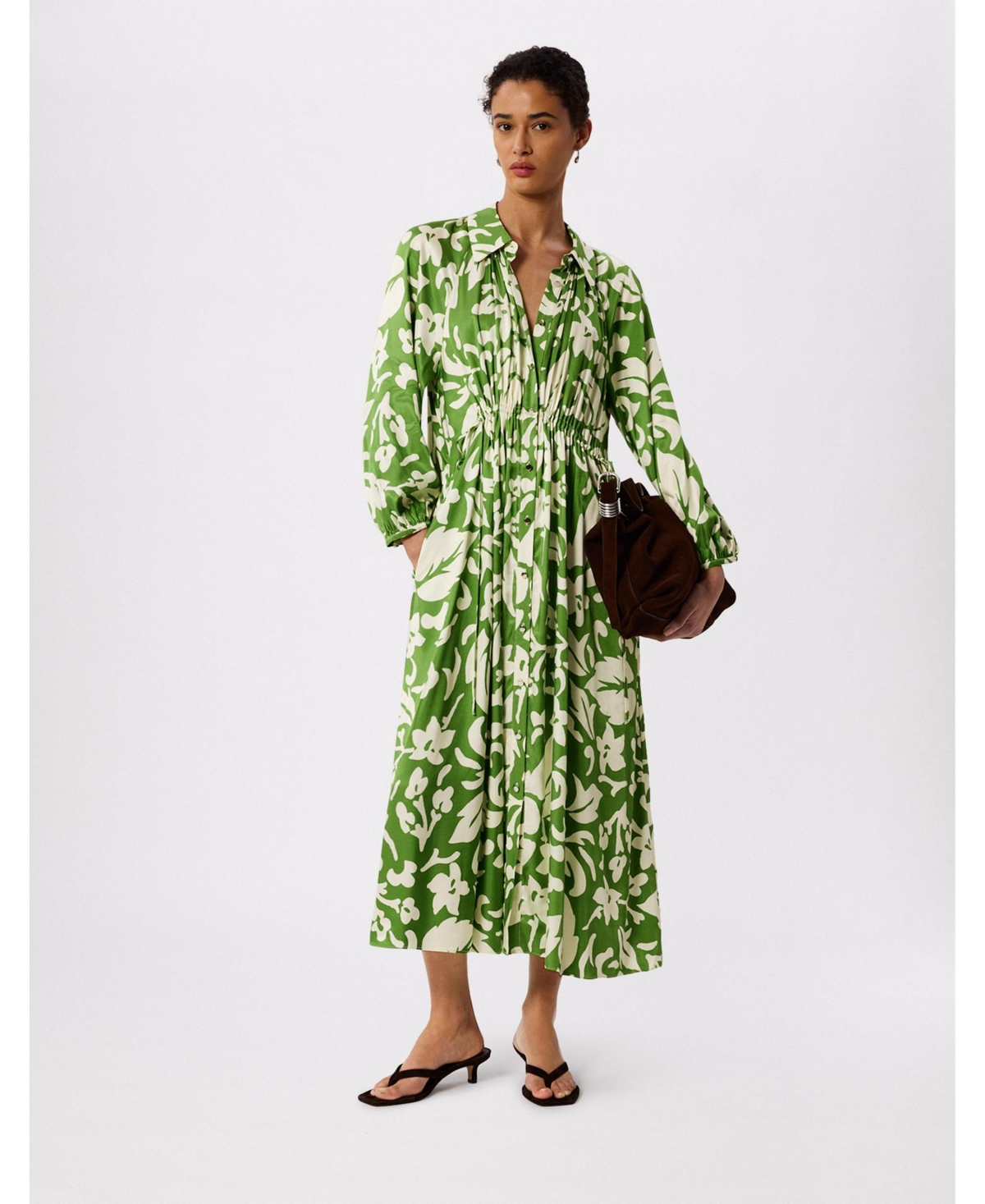 Click here for Whistles Womens Floral Trapeze Shirt Dress - Grn/m... prices