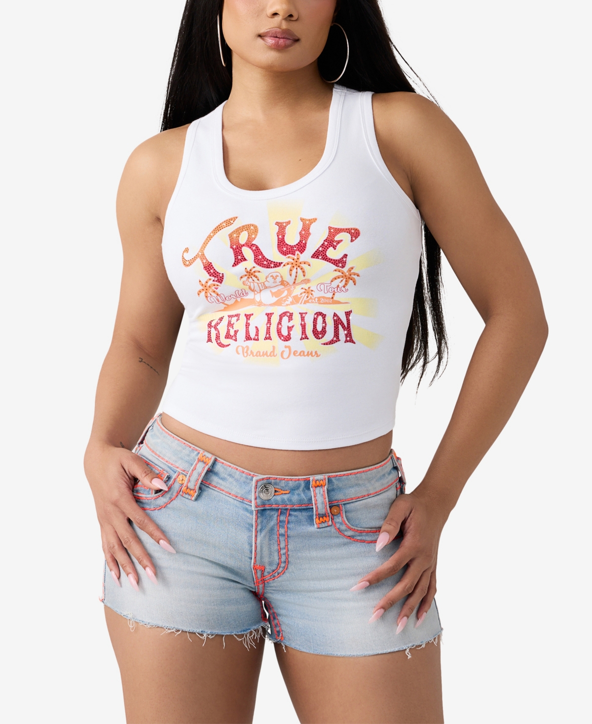 Click here for True Religion Womens Crystal Halter Rib Tank Top -... prices