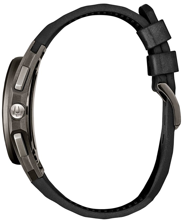 Bulova Men's Chronograph CURV Black Rubber Strap Watch 44mm 98A162 - Macy's