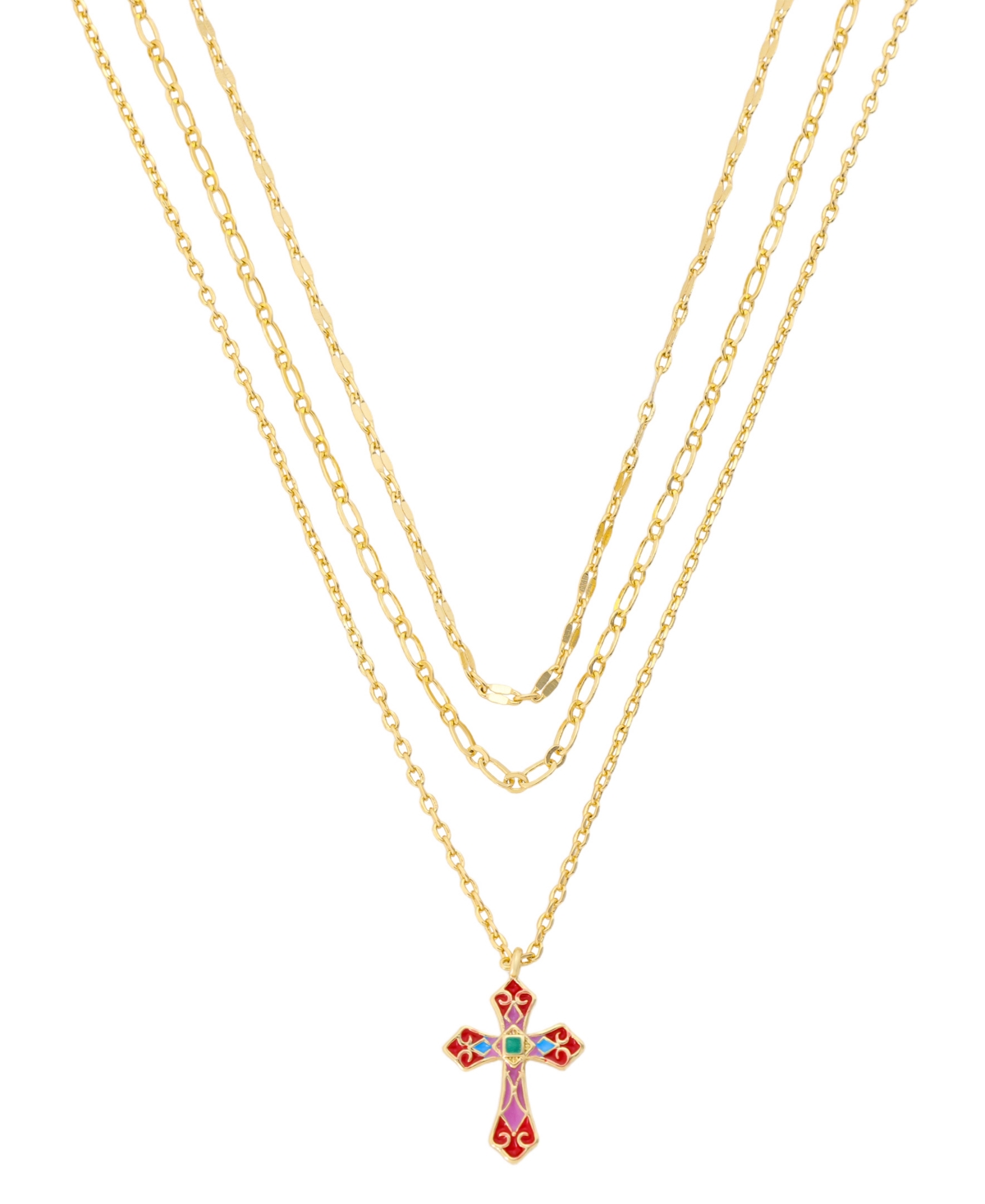 Click here for Unwritten Gold-Tone Plated Enamel Cross Pendant Tr... prices