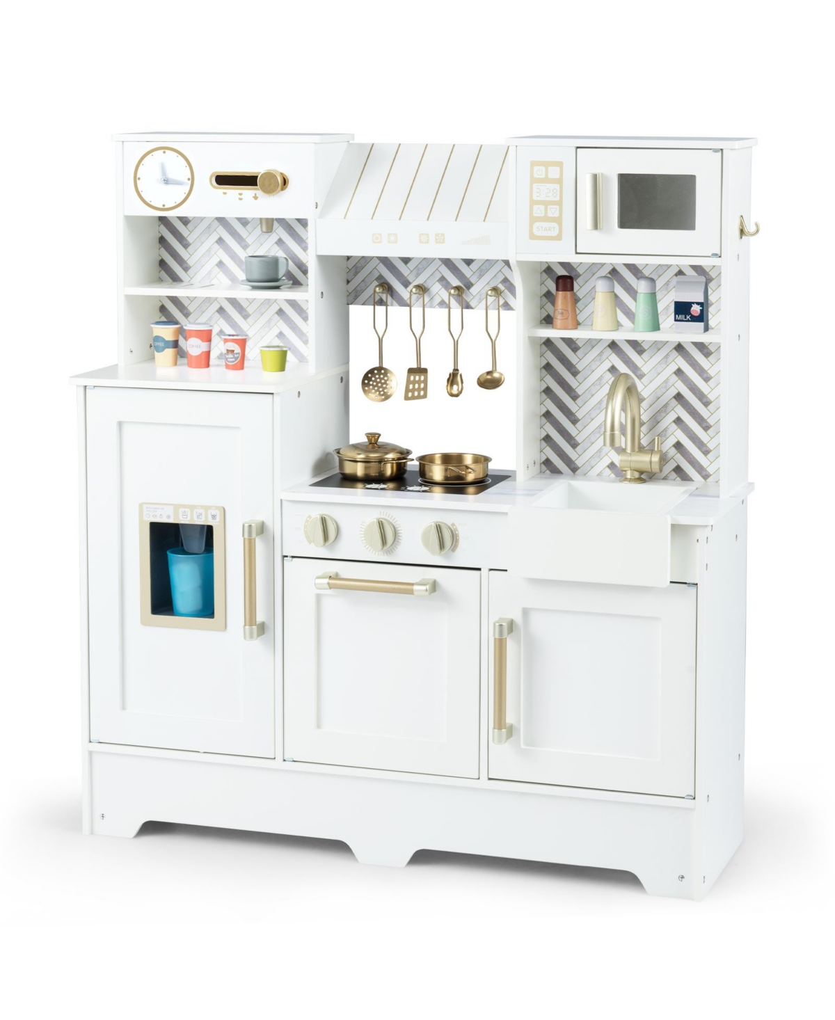 Click here for Gymax Kids Play Kitchen w/ Stoves Faucet Sink Cloc... prices