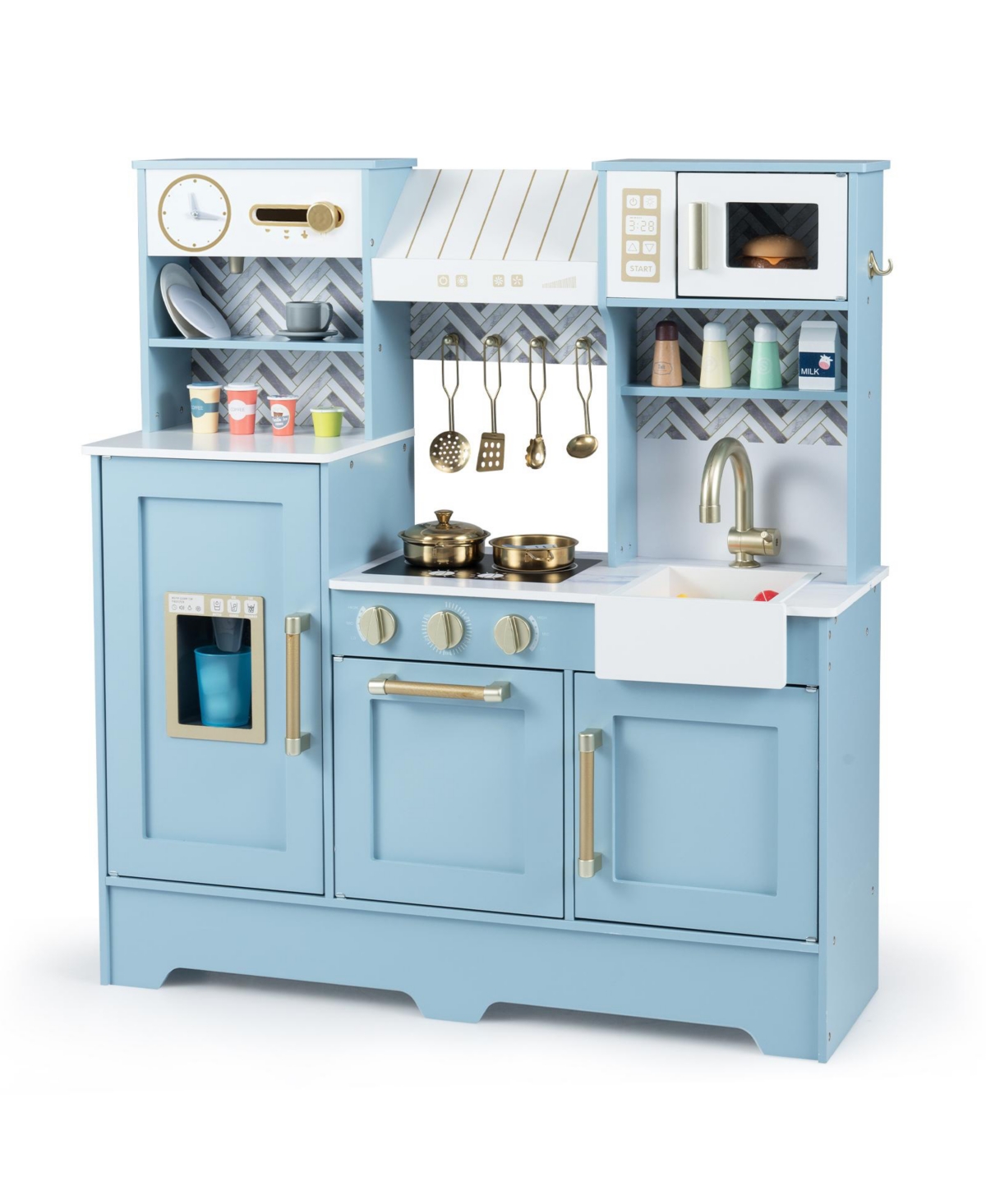Click here for Gymax Kids Play Kitchen w/ Stoves Faucet Sink Cloc... prices