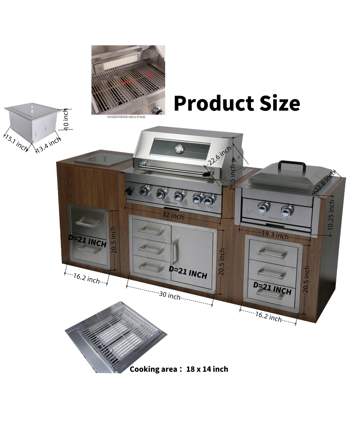 Click here for Mondawe 32 Built-In Gas Grill Outdoor Kitchen with... prices