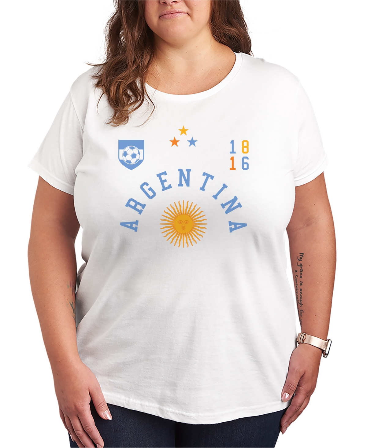 Click here for Hybrid Apparel Plus Size Argentina Soccer Jersey G... prices