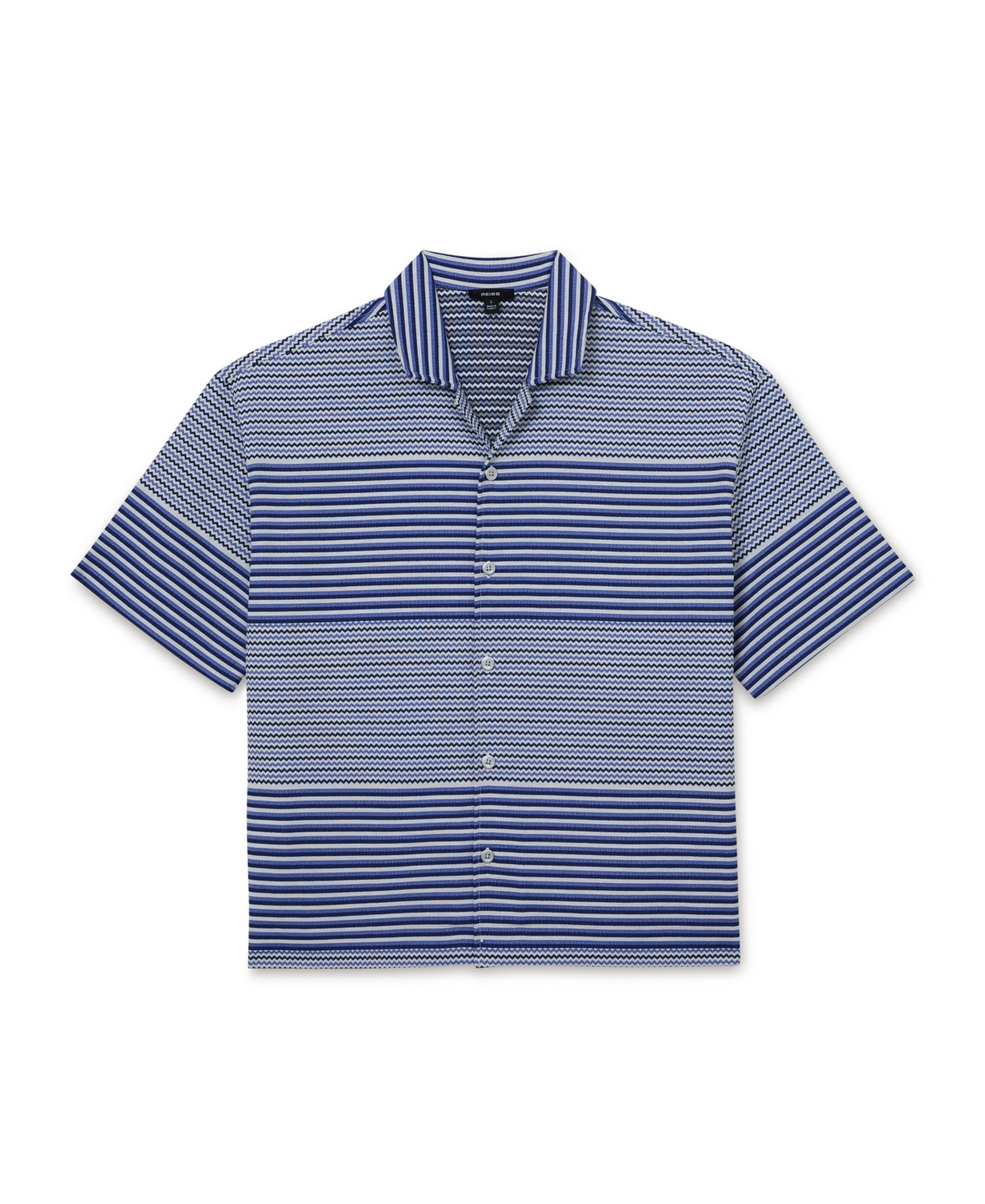 Click here for Reiss Mens Solstice Stripe Placement Cuban Shirt -... prices