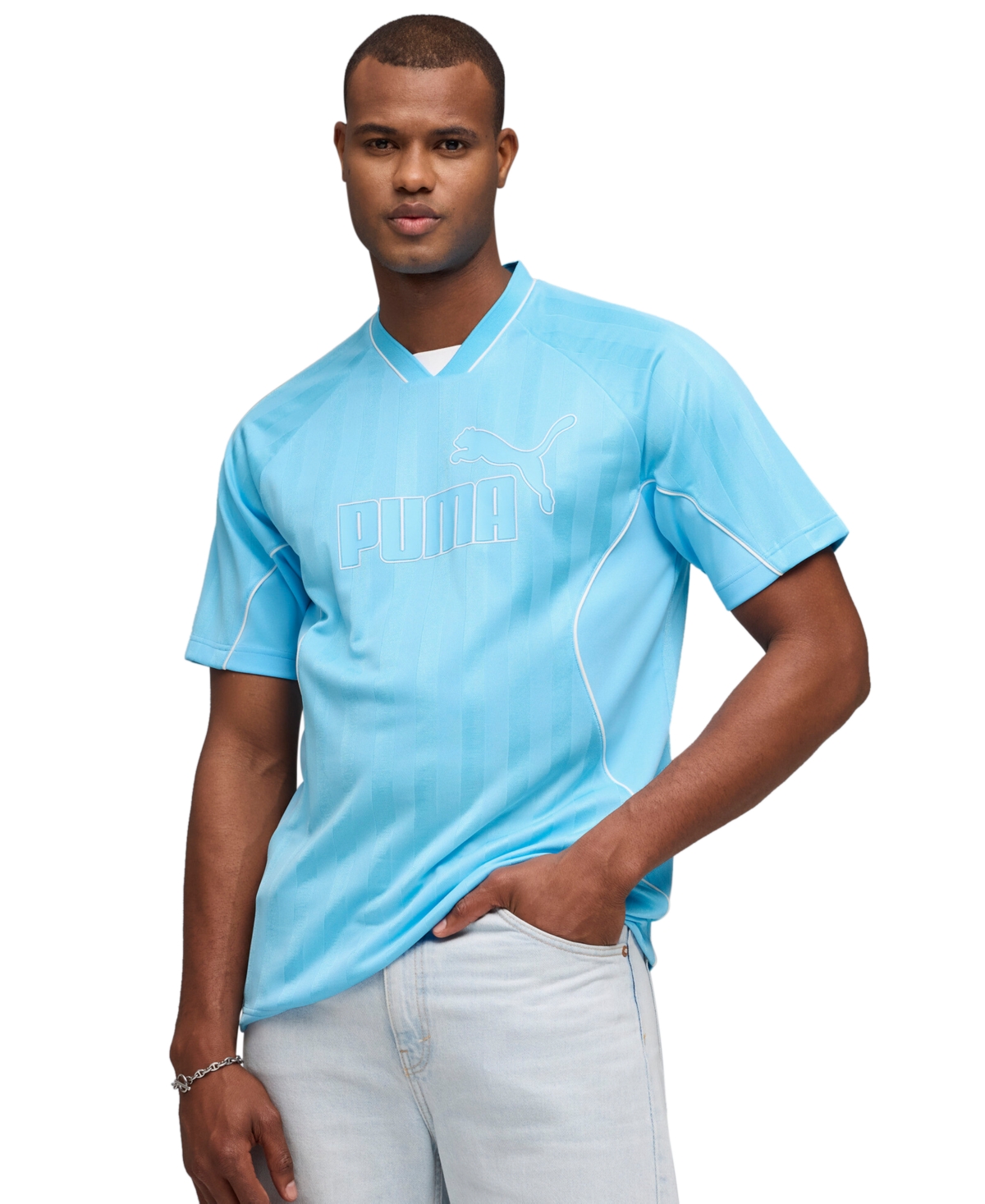 Click here for Puma Mens Sport Stripe V-Neck Jersey - Vibrant Blu... prices