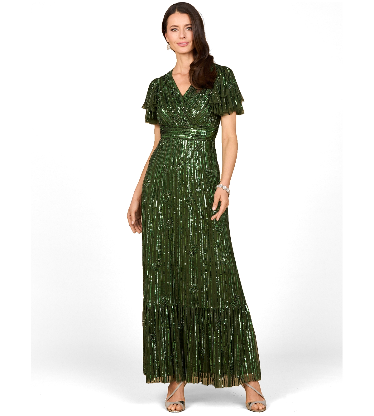 Click here for Lara Womens Elegant Beaded Gown with Flutter Sleev... prices