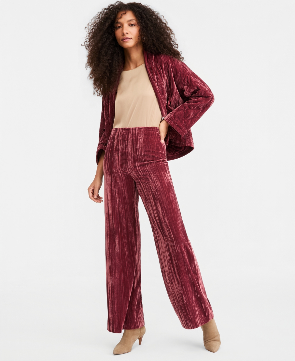 Click here for Emme Marella Emmcrisma Crackle Velvet Pants - Bric... prices