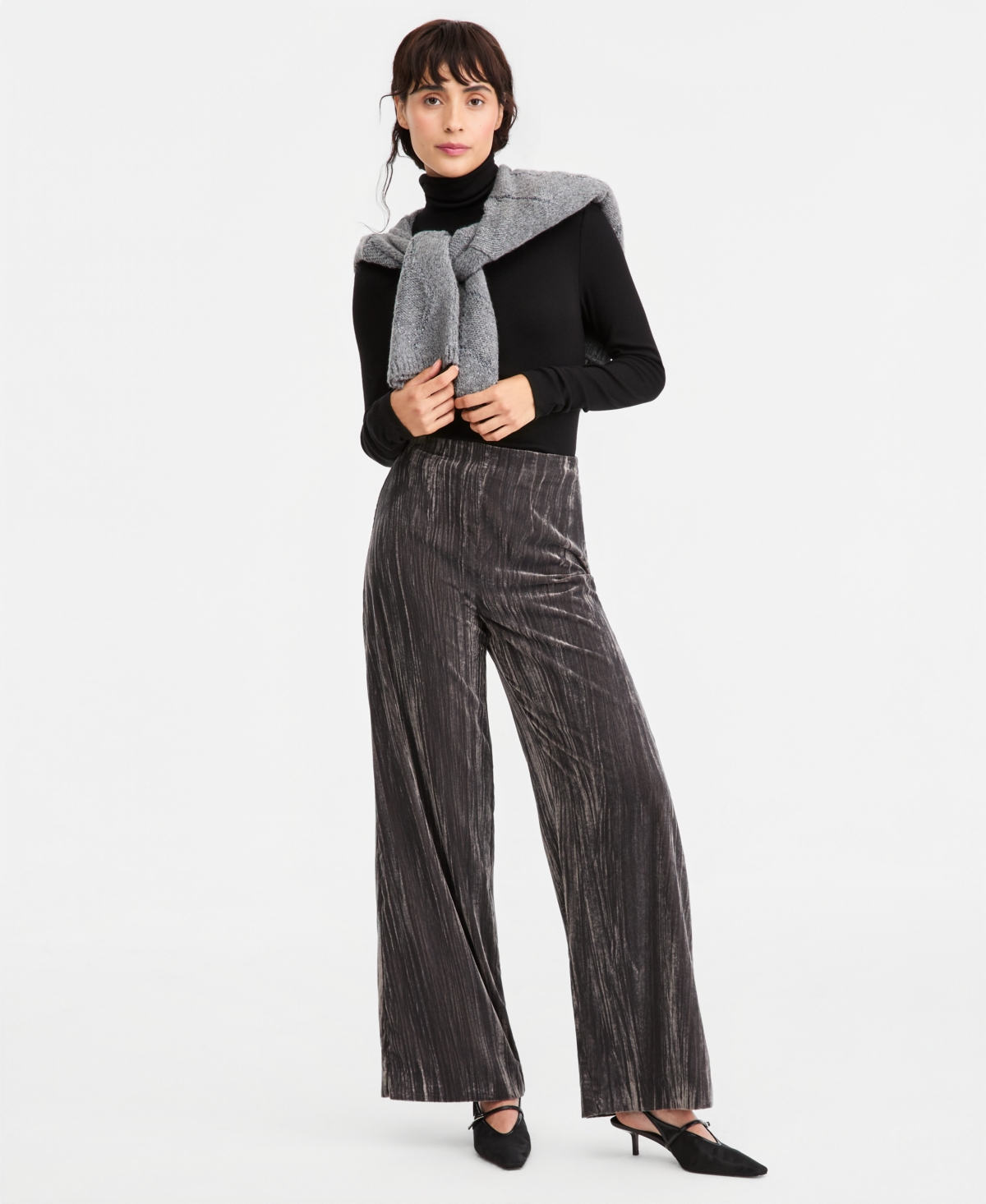 Click here for Emme Marella Emmcrisma Crackle Velvet Pants - Grap... prices
