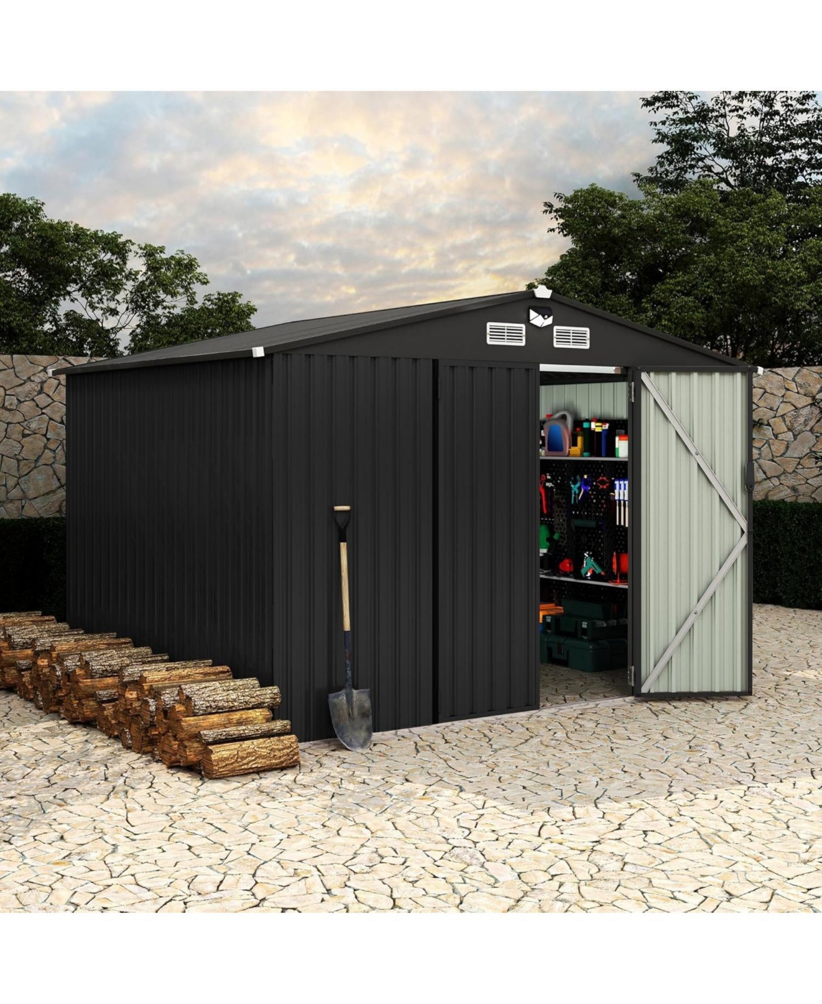 Click here for gaomon 8x10 Feet Outdoor Metal Storage Shed with S... prices
