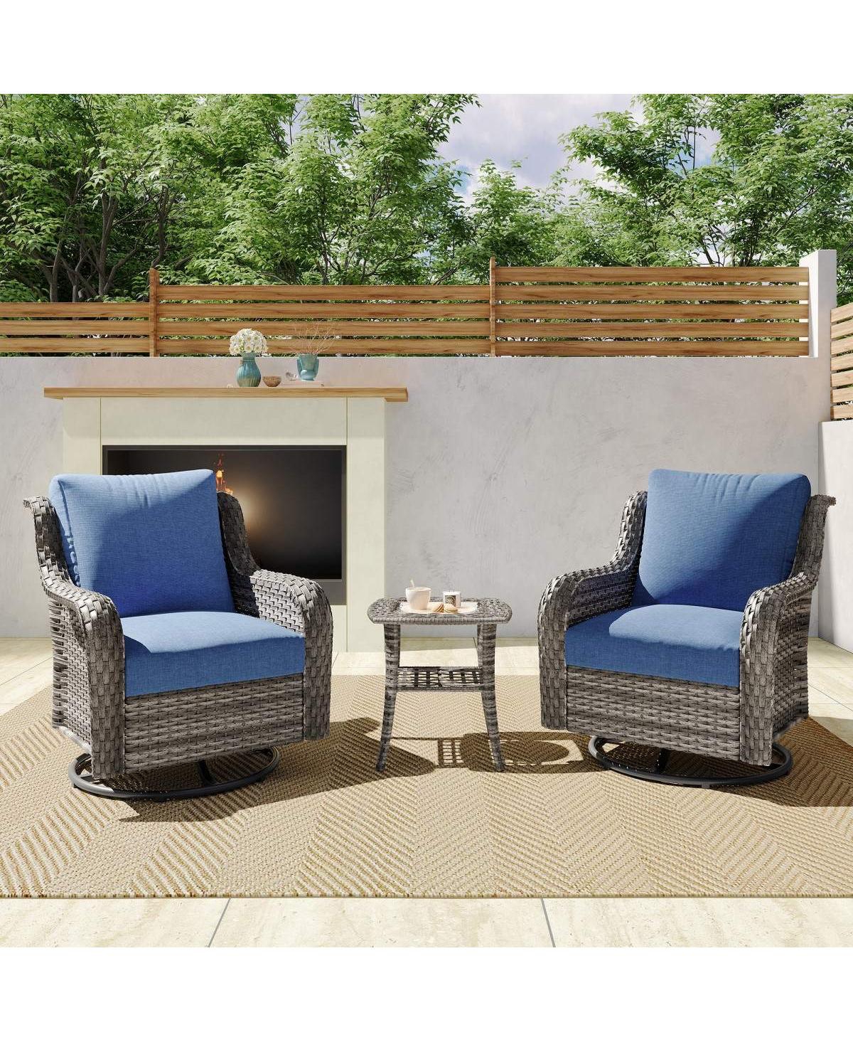 Click here for Asagikoiai 3-Piece Outdoor Swivel Chairs Set  Pe R... prices