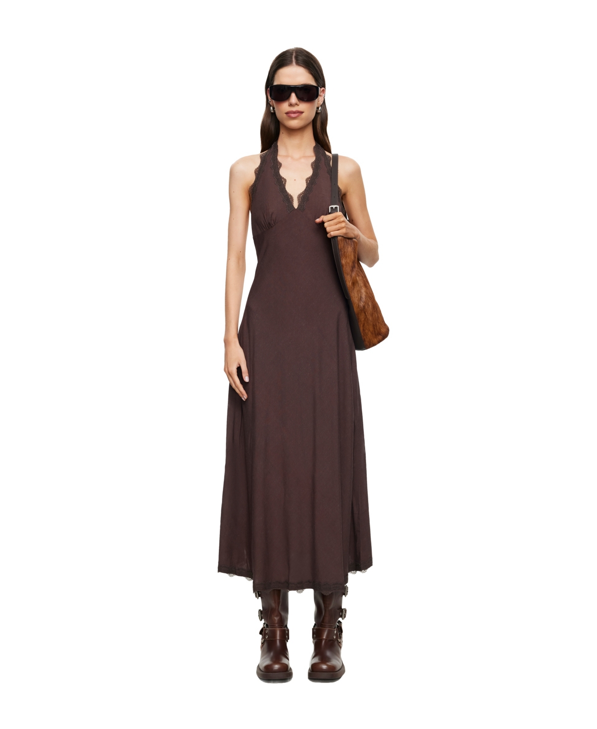 Click here for Lioness Womens Sleeveless V-Neck Dress - Brown prices