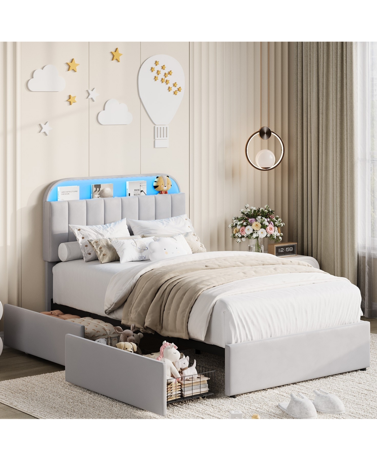 Click here for homfan Bed Frame with Storage Headboard and 2 Draw... prices