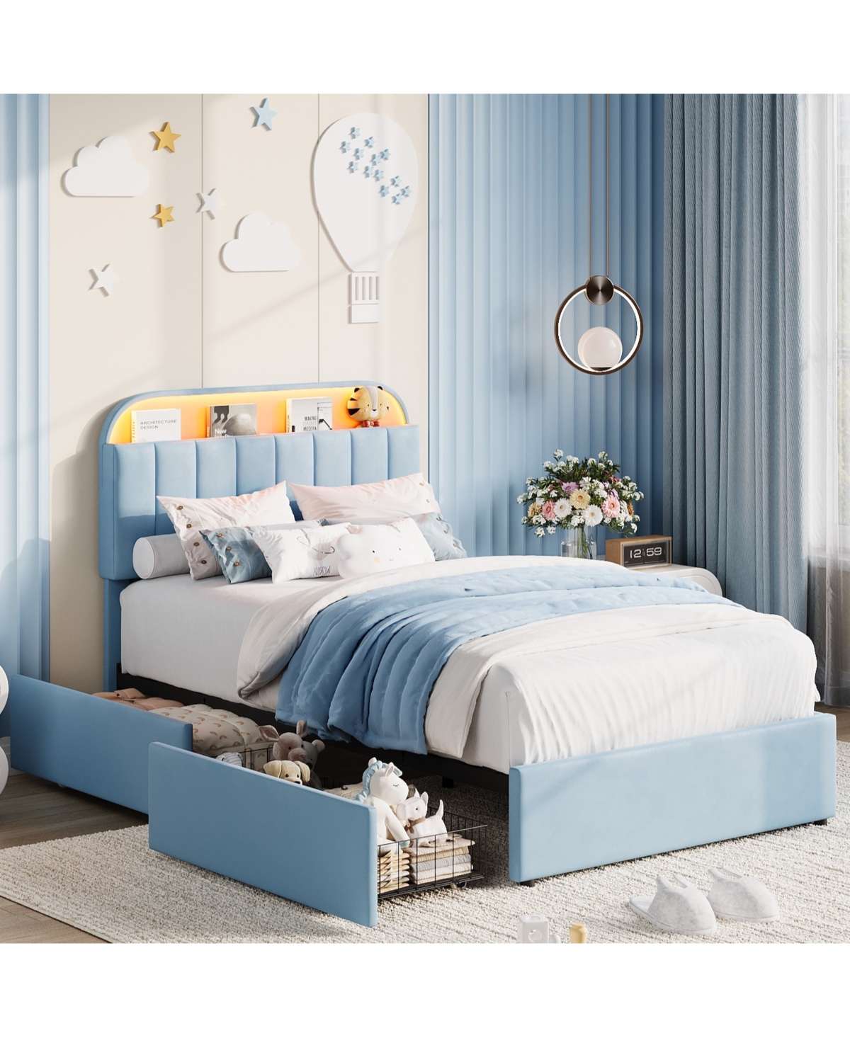 Click here for homfan Bed Frame with Storage Headboard and 2 Draw... prices