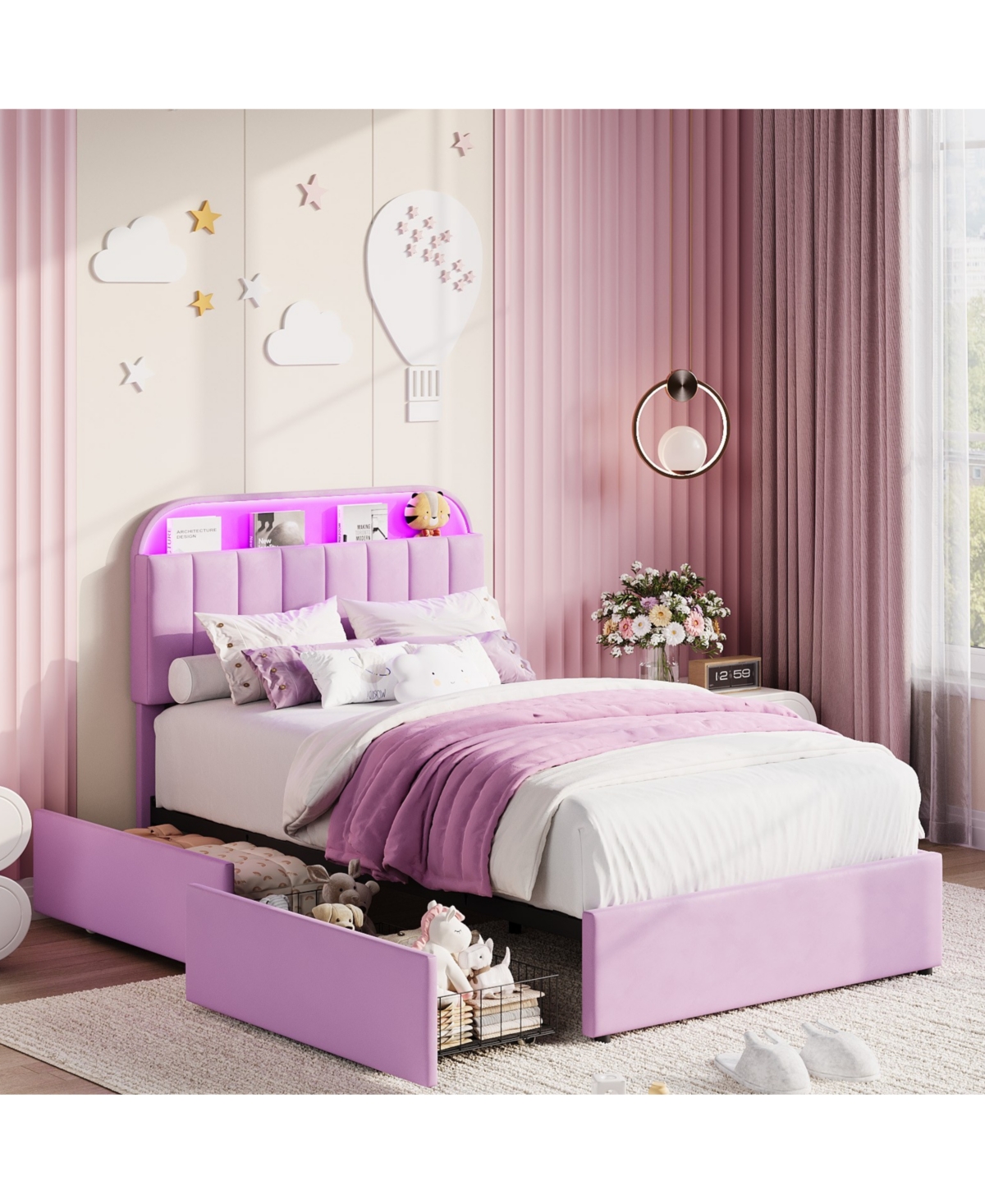 Click here for homfan Bed Frame with Storage Headboard and 2 Draw... prices