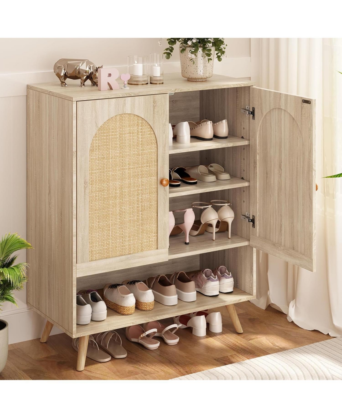 Click here for gaomon 4-Tier Woven Rattan Shoe Cabinet - Entryway... prices