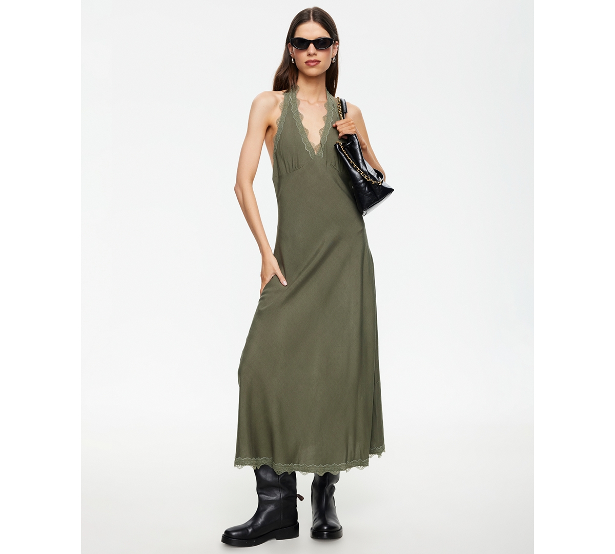 Click here for Lioness Womens Sleeveless V-Neck Dress - Khaki prices