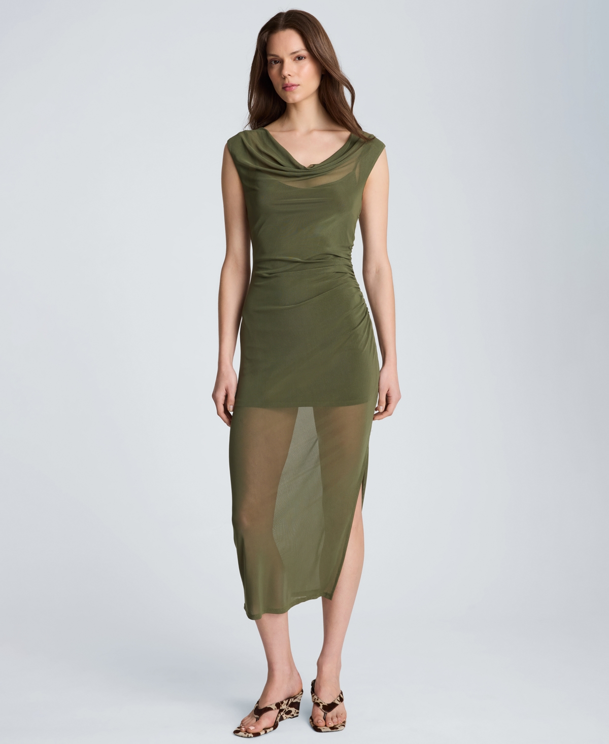 Click here for Kenneth Cole Womens Sleeveless Cowl Neck Midi Dres... prices