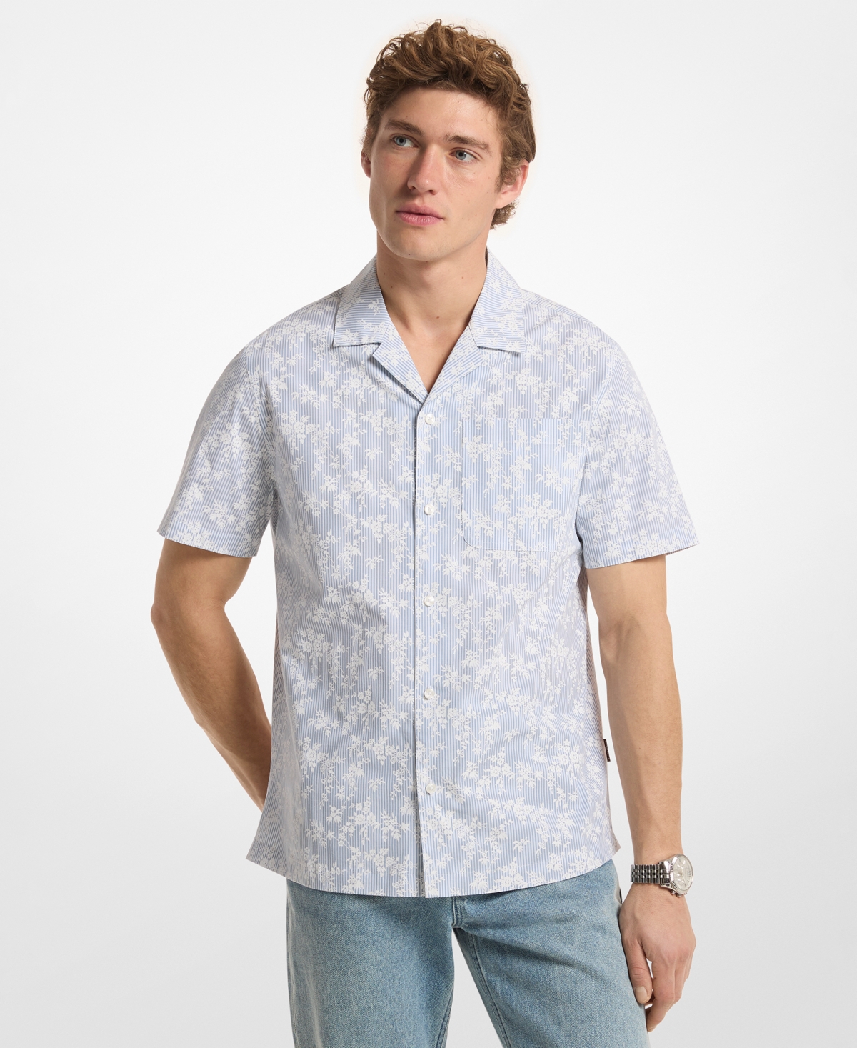 Click here for Michael Kors Mens Camp Floral Print Shirt - Chambr... prices