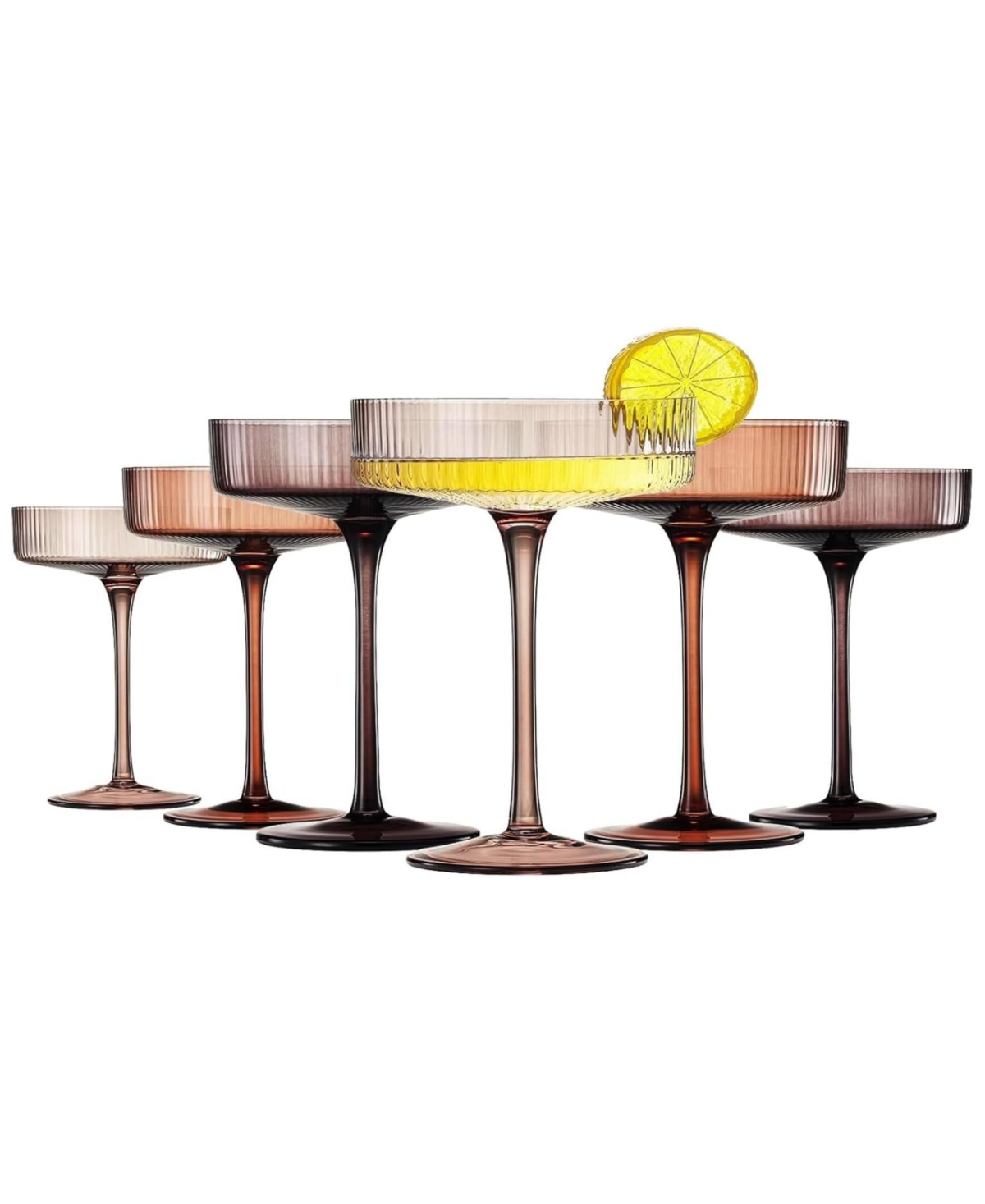 Click here for The Wine Savant Venus Ribbed Coupe Glasses  Set of... prices