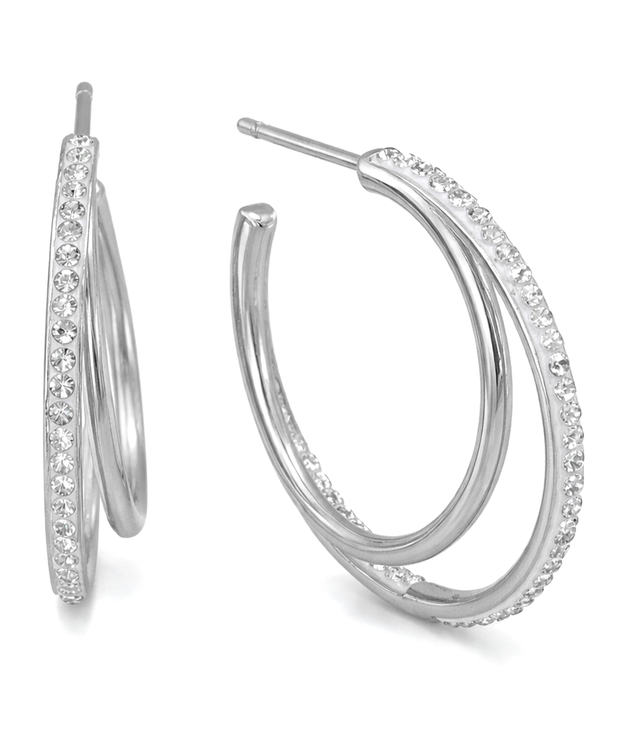 Click here for And Now This Crystal Double Row C Hoop Post Earrin... prices