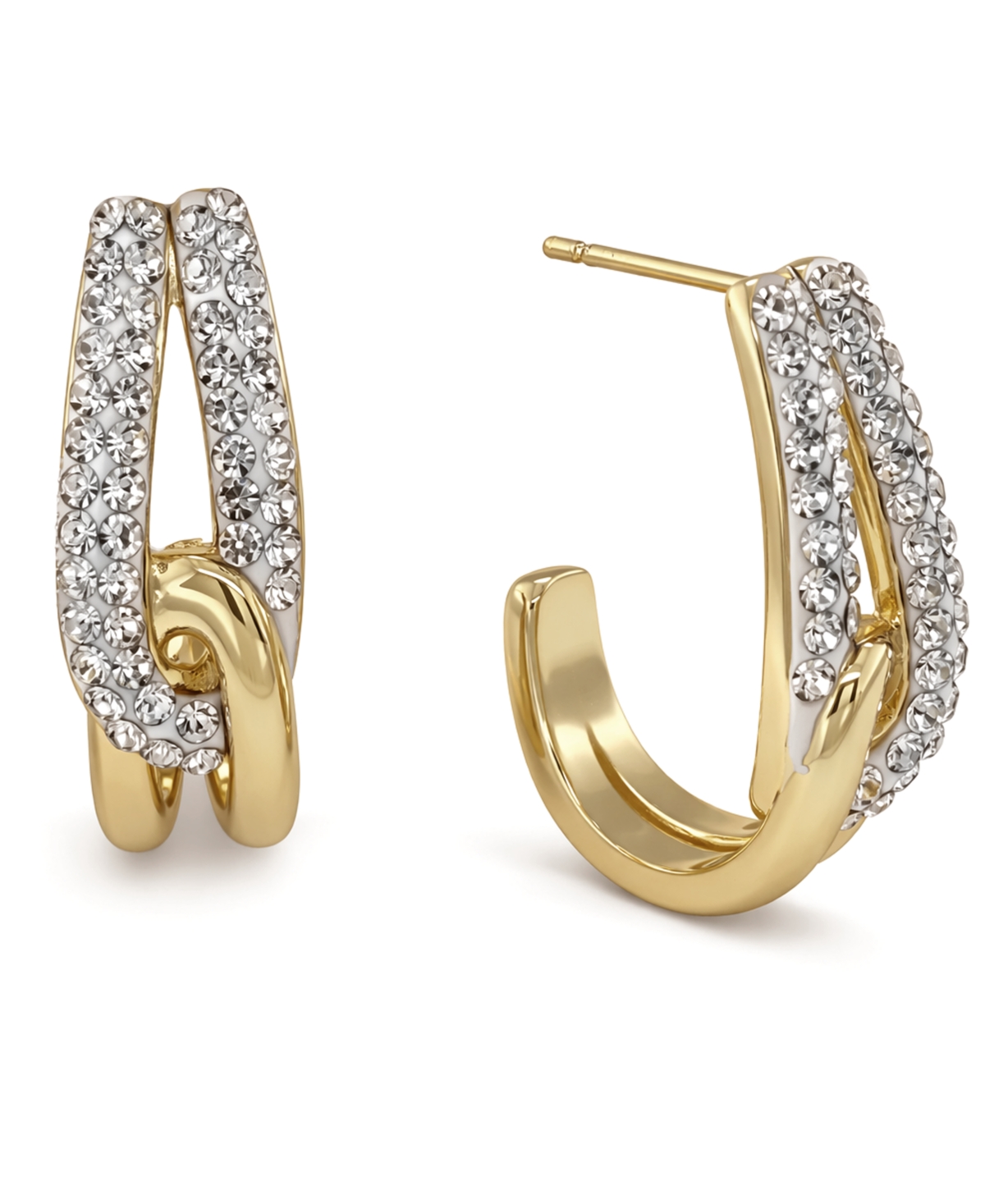 Click here for And Now This Crystal Interlock J Hoop Earrings - G... prices