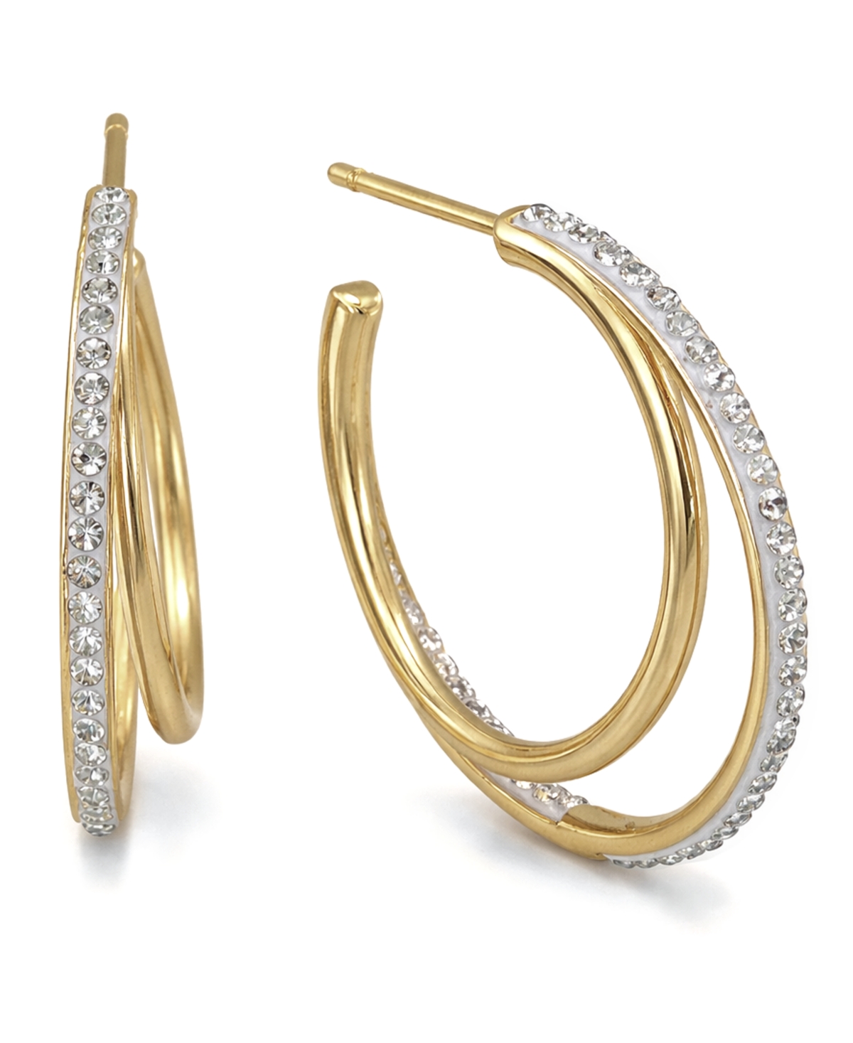 Click here for And Now This Crystal Double Row C Hoop Post Earrin... prices