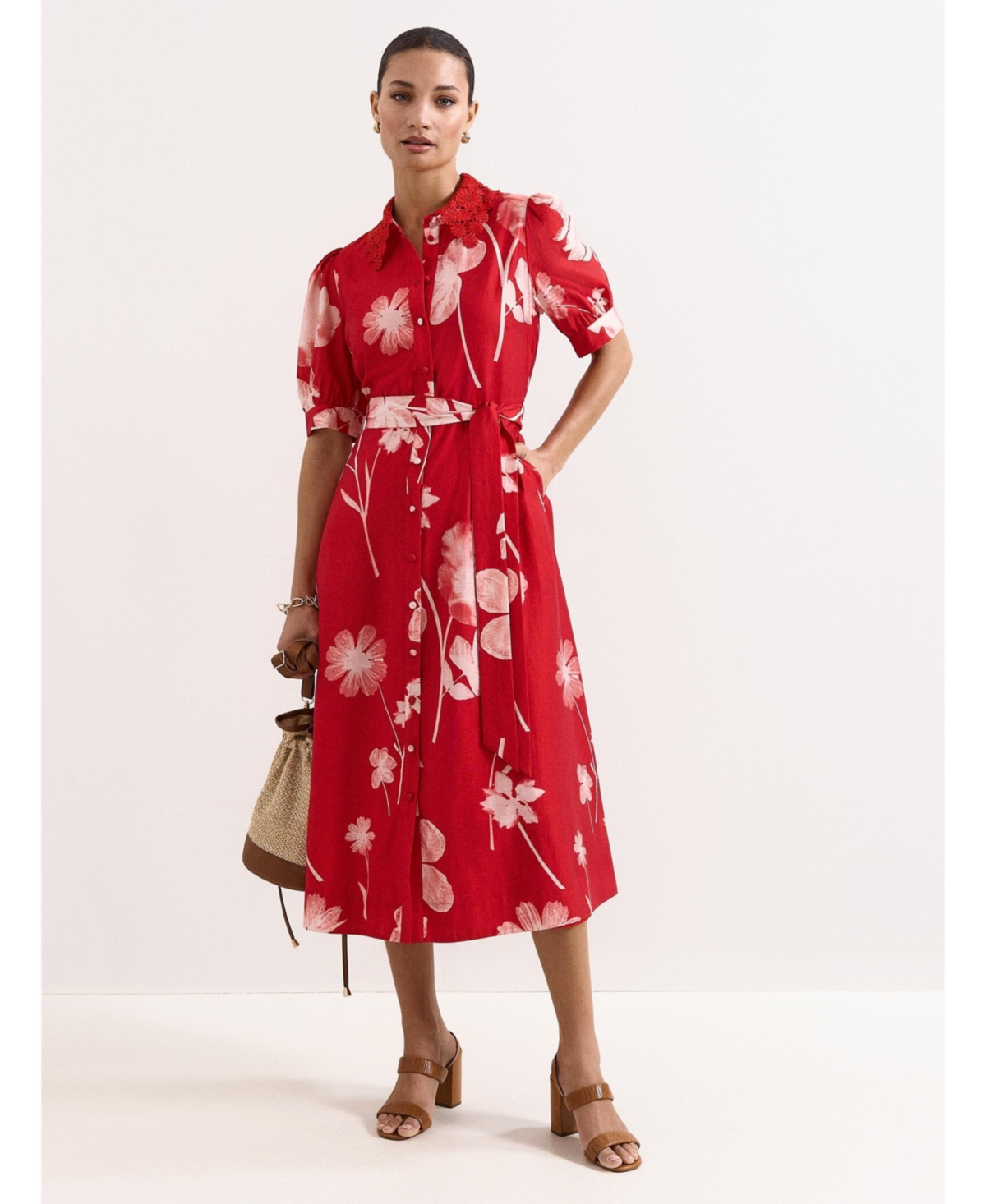 Click here for Phase Eight Womens Delphine Belted Midi Shirt Dres... prices
