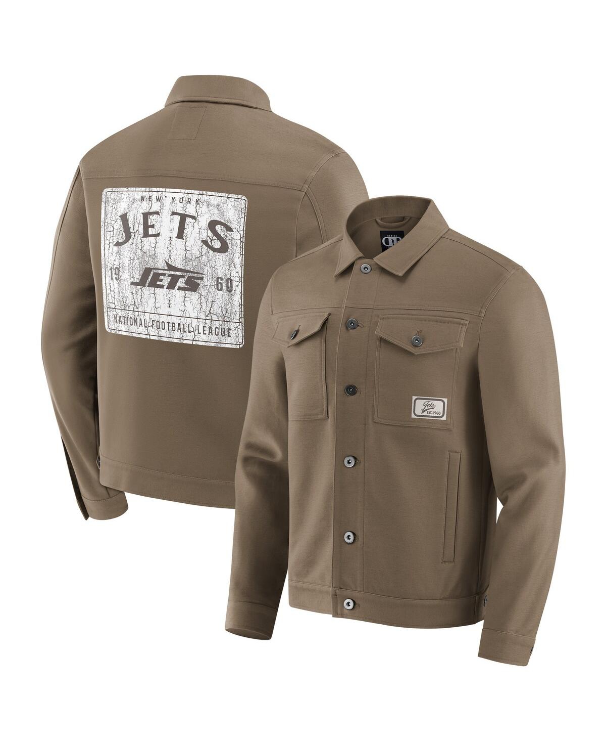 Click here for Fanatics Mens Tan New York Jets Trucker Full-Butto... prices