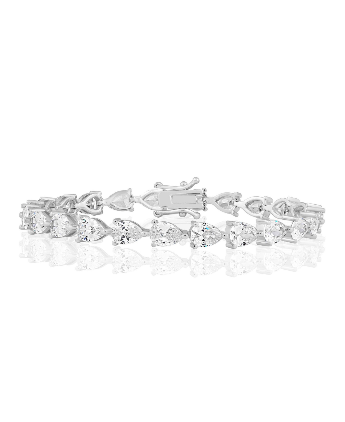 Click here for Simona Radiant Pearshaped Cz Tennis Bracelet - Sil... prices