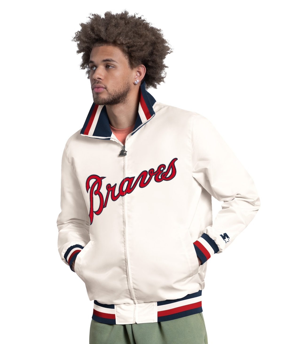 Click here for Starter Mens White Atlanta Braves The Captain Coop... prices