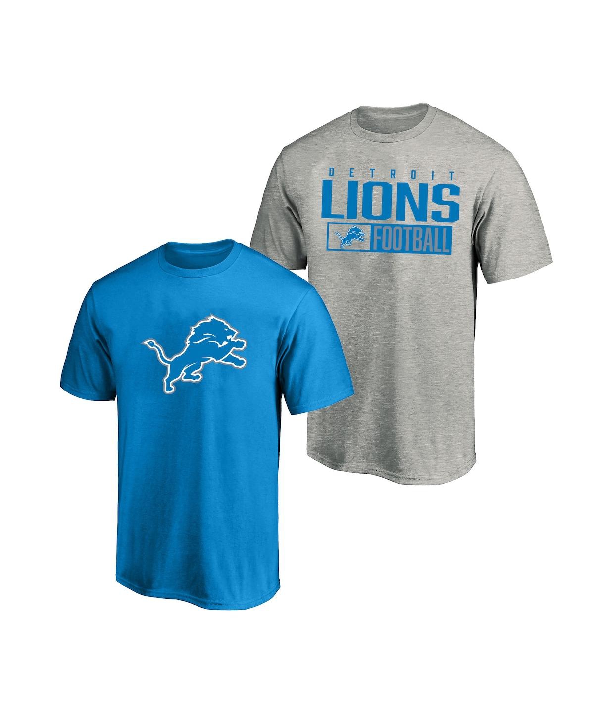 Click here for Fanatics Mens 2-Pack Heather Gray/Blue Detroit Lio... prices