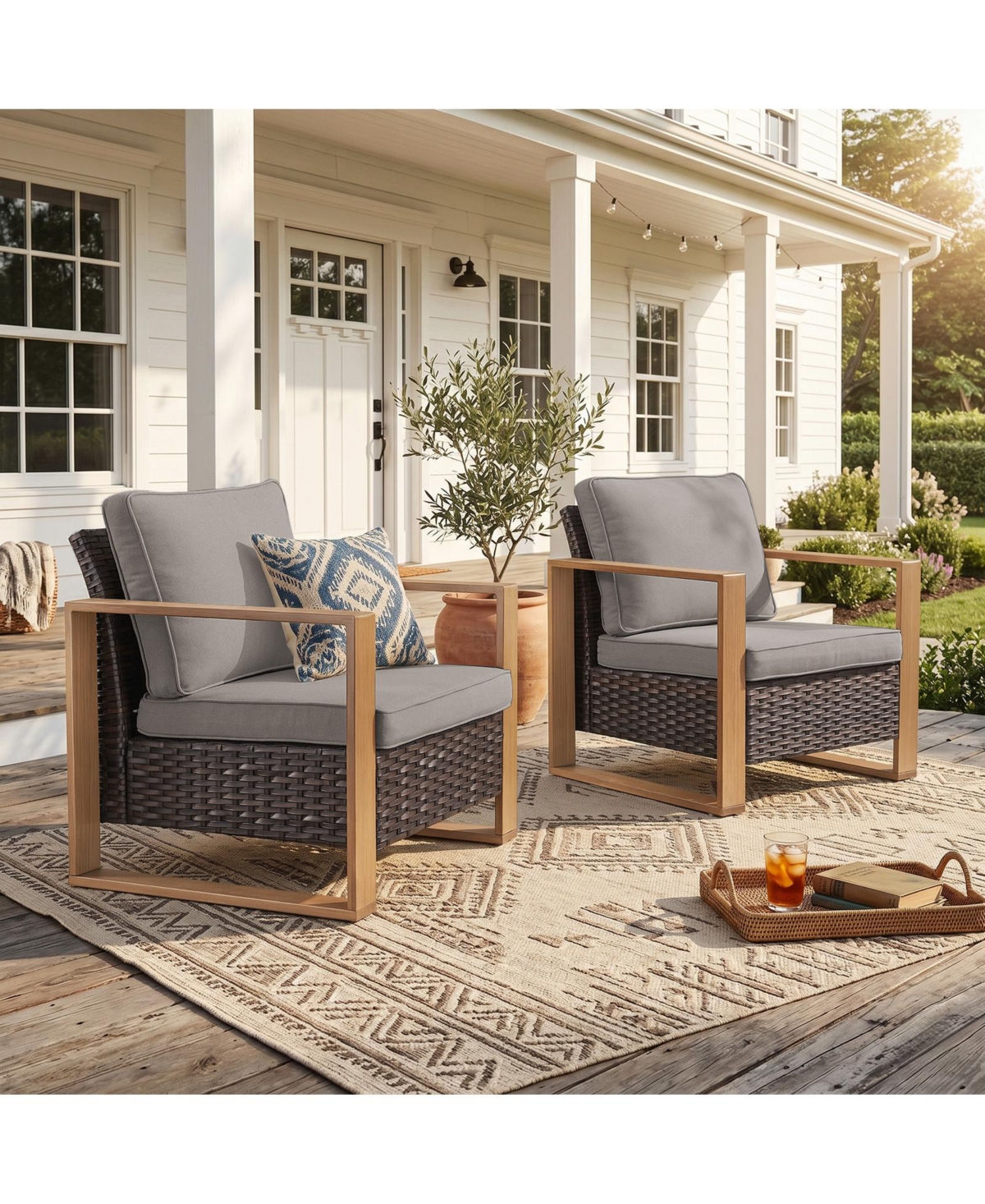 Click here for Pocassy Wicker Patio Chairs Set of 2 Oversize Outd... prices
