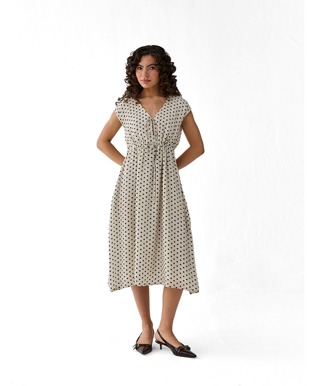 Click here for Reistor Womens Drawstring Waist Midi Dress - Off -... prices